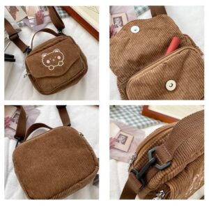 GGOOB Kawaii Corduroy Crossbody Bag (Beige) - Handbag, Unisex-Adults, 17*6*15 cm (L*W*H)