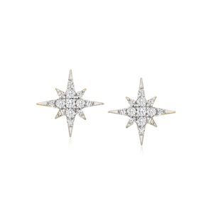 rs pure by ross-simons 0.15 ct. t.w. diamond star stud earrings in 14kt yellow gold