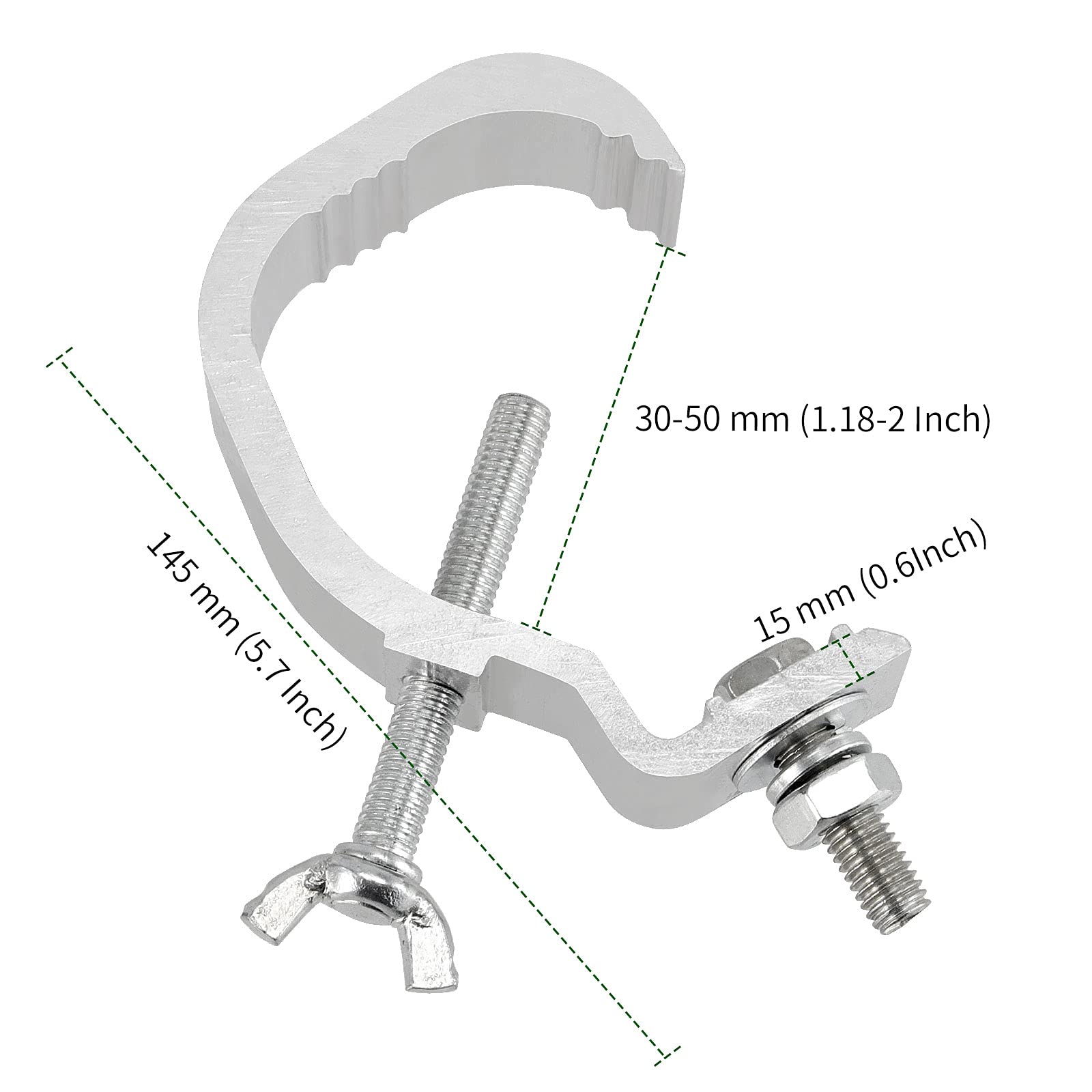 PINGEUI 10 Pack Stage Light Clamp, Aluminum Alloy Truss Clamp, Stage Light Clamp Hook for DJ Lighting Par Lights Spot Lights, Fit for 1.18-2 Inch OD Pipe, Max Load 44 lbs