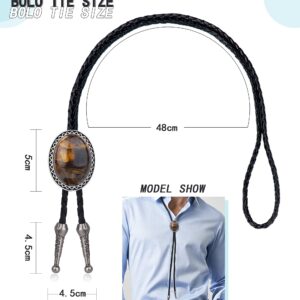 CASSIECA 4Pcs Handmade Bolo Tie for Men Western Cowboy Leather Necktie Halloween Costume Accessories for Men Women