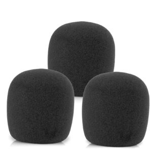 lefxmophy sm58 windscreen, mic foam replacement for shure sm58 sm48 vocal microphone pop filter, black noise-cancellation windsock cover 3-pack