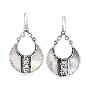 ross-simons mother-of-pearl bali-style teardrop earrings in silver