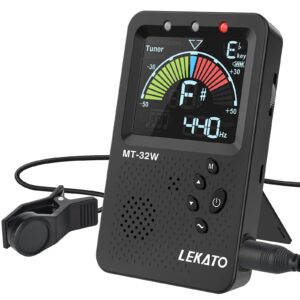 metronome tuner, rechargeable 3 in 1 digital metronome with vocal count, tone generator tuners for guitar, bass, violin, ukulele, chromatic, clarinet, trumpet, flute, all instruments, black by lekato