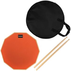 Tosnail 12 Inch Silent Drum Practice Pad with 2 Pairs Drum Sticks and Storage Bag