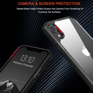 TENDLIN Compatible with iPhone XR Case Crystal Clear Hard Back Soft Bumper Protective Case (Black)