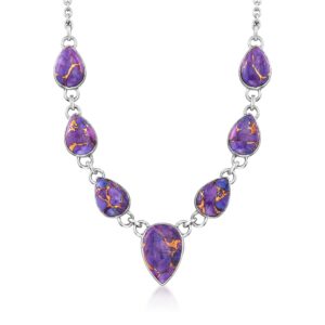 ross-simons purple turquoise necklace in sterling silver. 18 inches