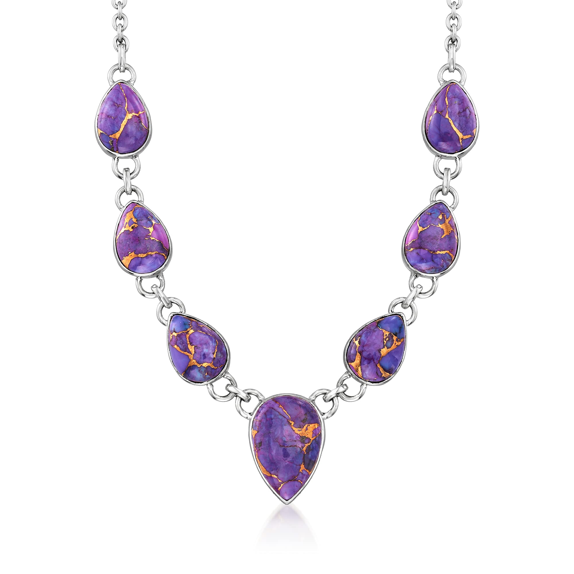 Ross-Simons Purple Turquoise Necklace in Sterling Silver. 18 inches