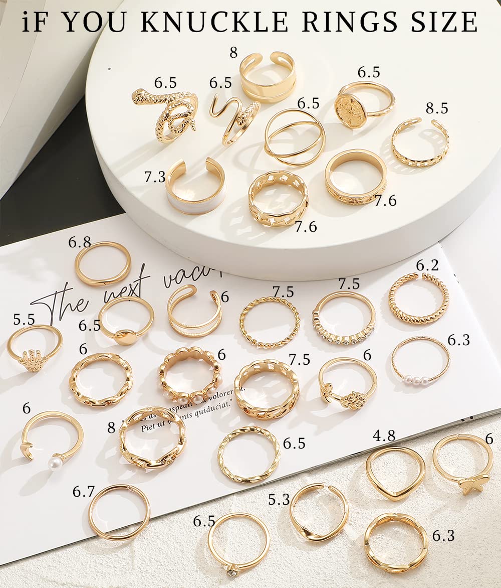 iF YOU 30 Pcs Vintage Gold Knuckle Rings Set, Boho Butterfly Snake Stackable Finger Rings for Women, Midi Rings Pack