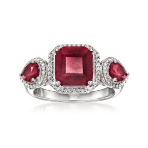 ross-simons 3.40 ct. t.w. ruby ring in sterling silver. size 9