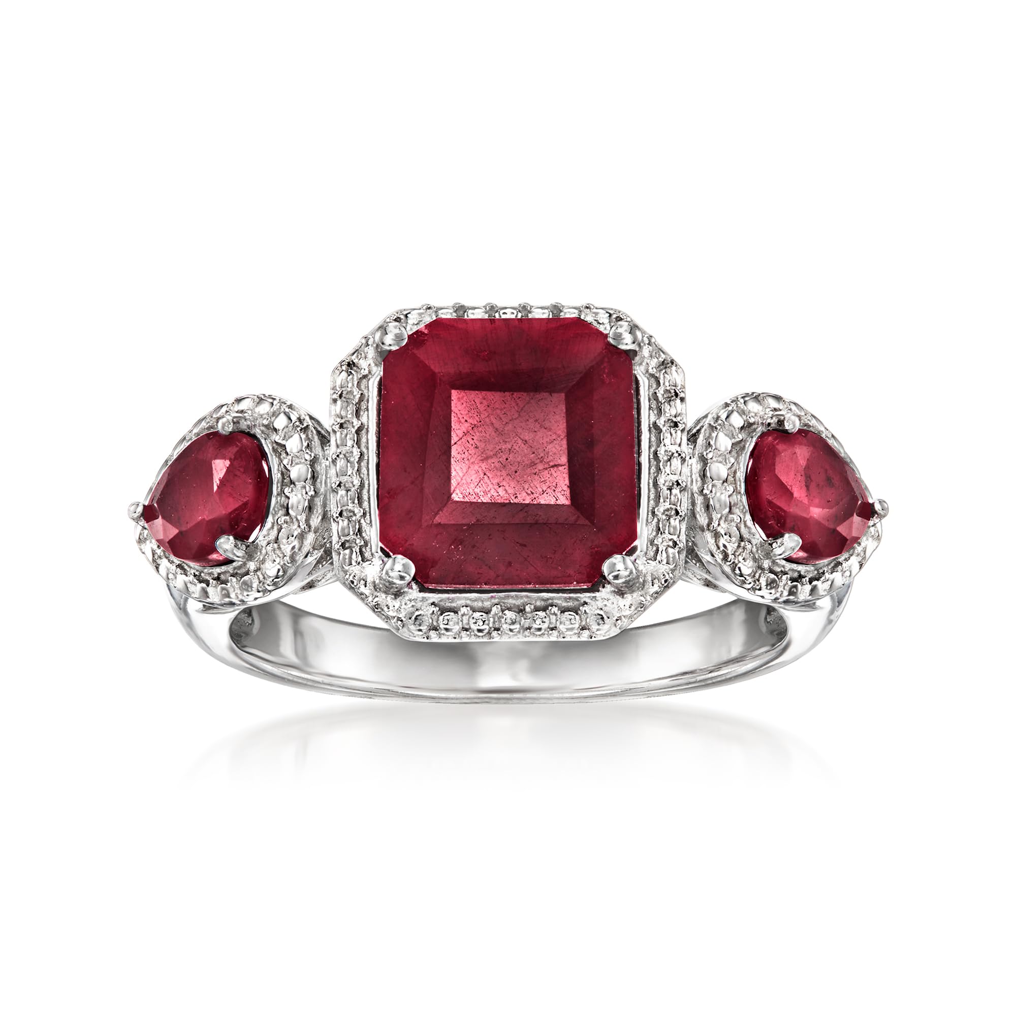 Ross-Simons 3.40 ct. t.w. Ruby Ring in Sterling Silver. Size 9