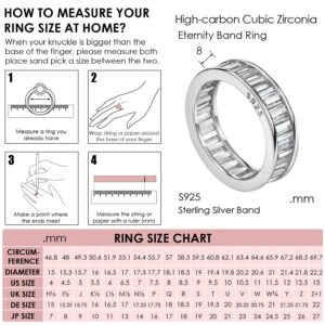 Michooyel Emerald Cut Eternity Ring for Women Channel Setting Wedding Ring Diamond Bands Rings Sterling Silver Cubic Zirconia Statement Rings for Women