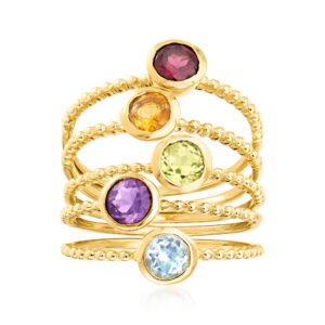 ross-simons 1.60 ct. t.w. multi-gemstone jewelry set: 5 rings in 18kt gold over sterling. size 7