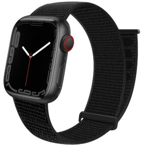 sport loop band compatible with apple watch band 38mm 40mm 42mm 44mm iwatch series 6 5 se 4 3 2 1 strap, nylon velcro women men stretchy elastic braided adjustable wristband, 38mm 40mm dark black