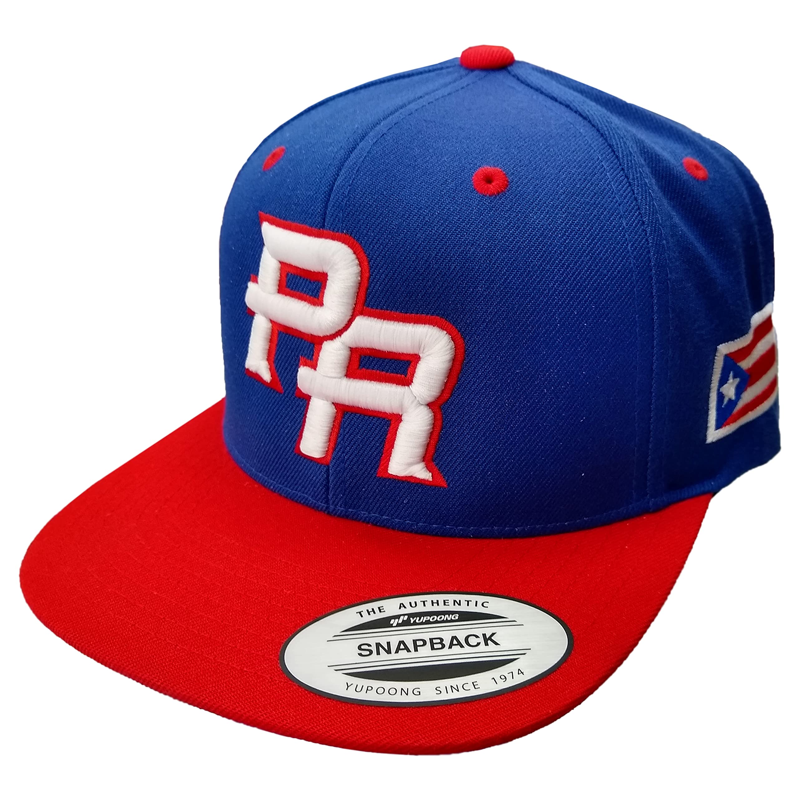 Puerto Rico Snap Back Caps with Embroidery PR Logo (Snapback Royal Blue/Red/PR)