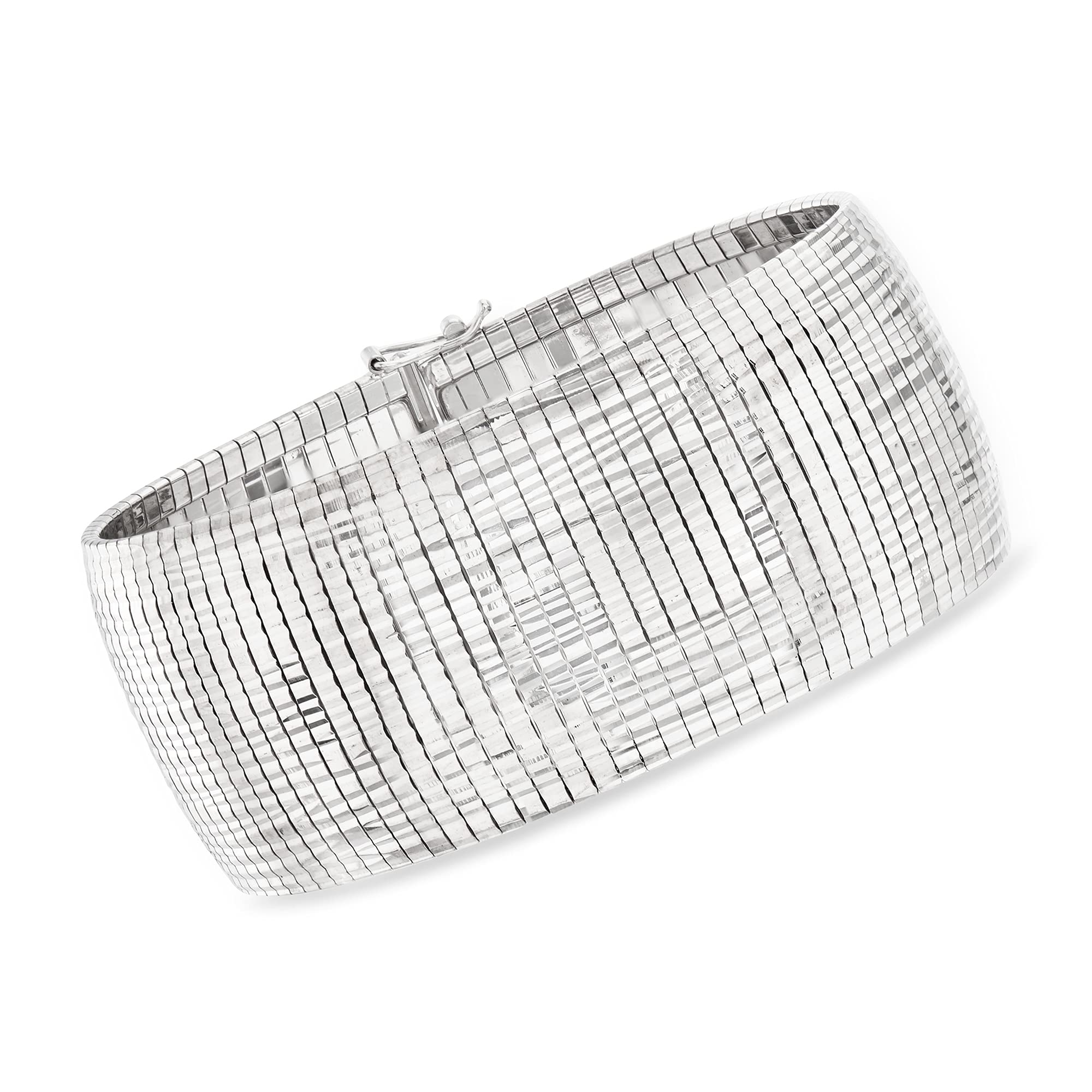 Ross-Simons Italian Sterling Silver Diamond-Cut and Polished Omega Bracelet. 8 inches