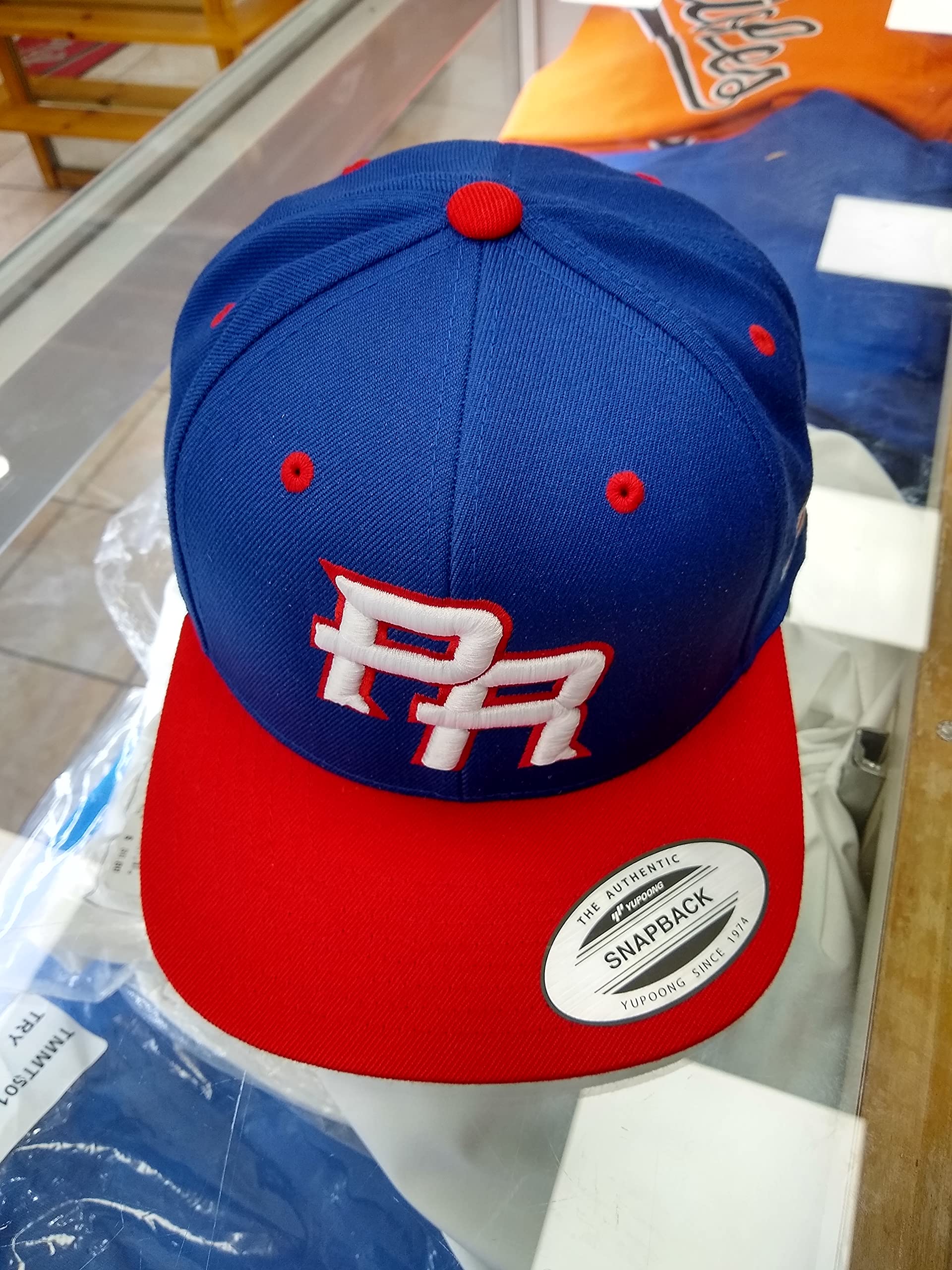 Puerto Rico Snap Back Caps with Embroidery PR Logo (Snapback Royal Blue/Red/PR)