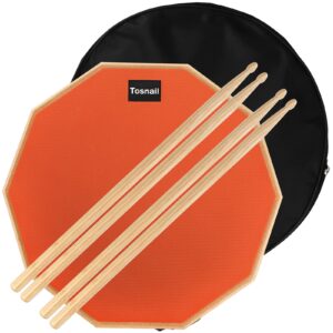 tosnail 12 inch silent drum practice pad with 2 pairs drum sticks and storage bag