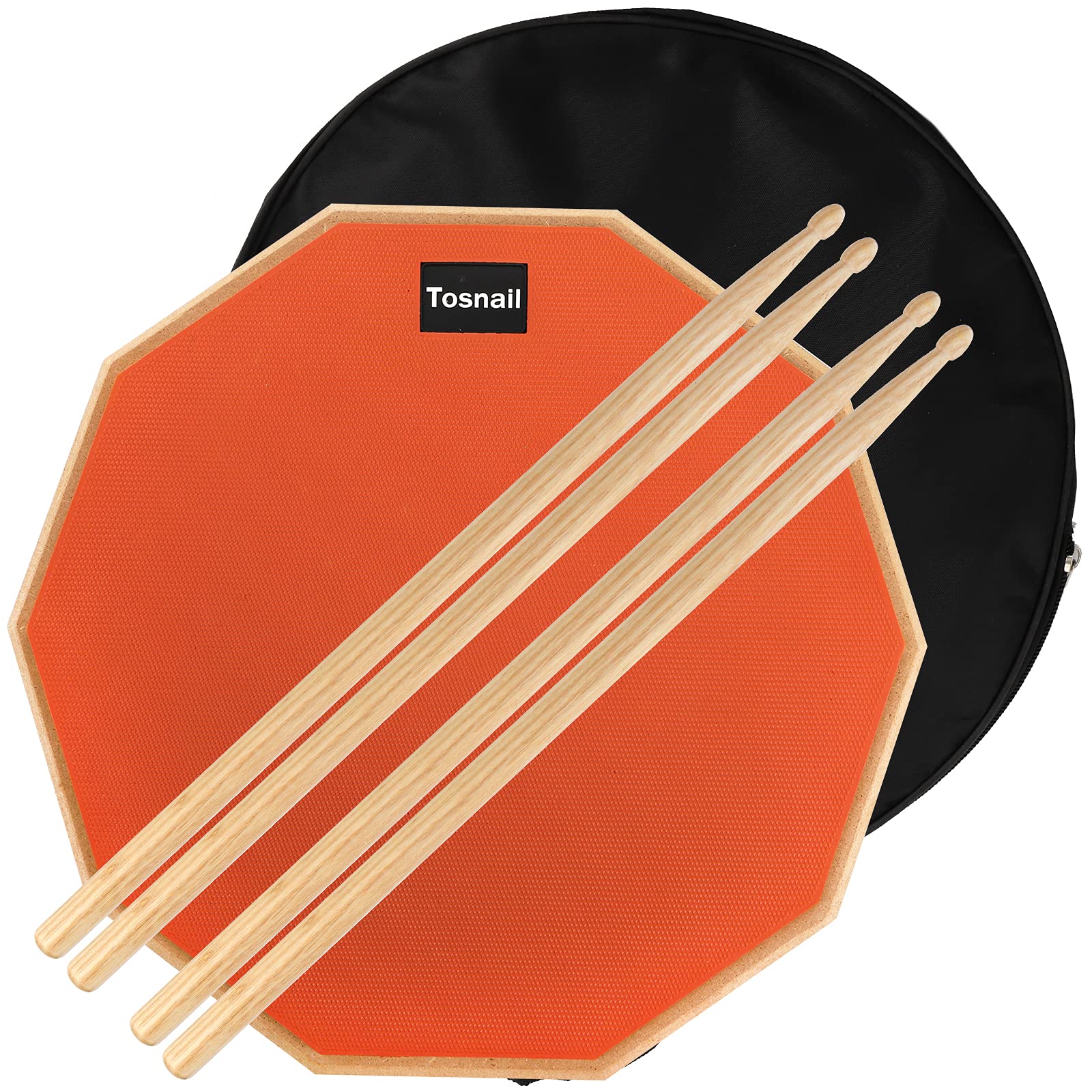 Tosnail 12 Inch Silent Drum Practice Pad with 2 Pairs Drum Sticks and Storage Bag