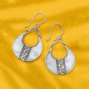 Ross-Simons Mother-of-Pearl Bali-Style Teardrop Earrings in Silver