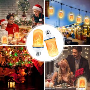 Yewclls LED Flame Effect Light Bulb, 4 Modes E26 Base Fire Light Bulbs with Gravity Sensor (2-Pack)