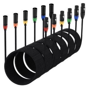 anewbig xlr cables 25ft 6 pack, mic cable 25 ft feet, 3 pin male to female xlr microphone dmx cord- black braided, 25 foot, 6pack