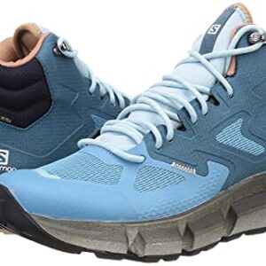 Salomon Women's Predict Hike MID Gore-TEX Hiking Boots for Women, Mocha Mousse/Blue/Blue, 9.5