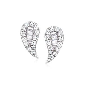 ross-simons 0.50 ct. t.w. diamond curved earrings in 14kt white gold