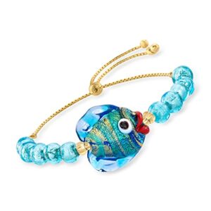 ross-simons italian multicolored murano glass fish and bead bolo bracelet with 18kt gold over sterling