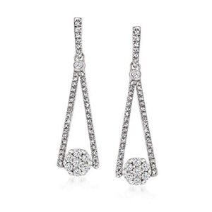 ross-simons 0.50 ct. t.w. diamond cluster drop earrings in sterling silver