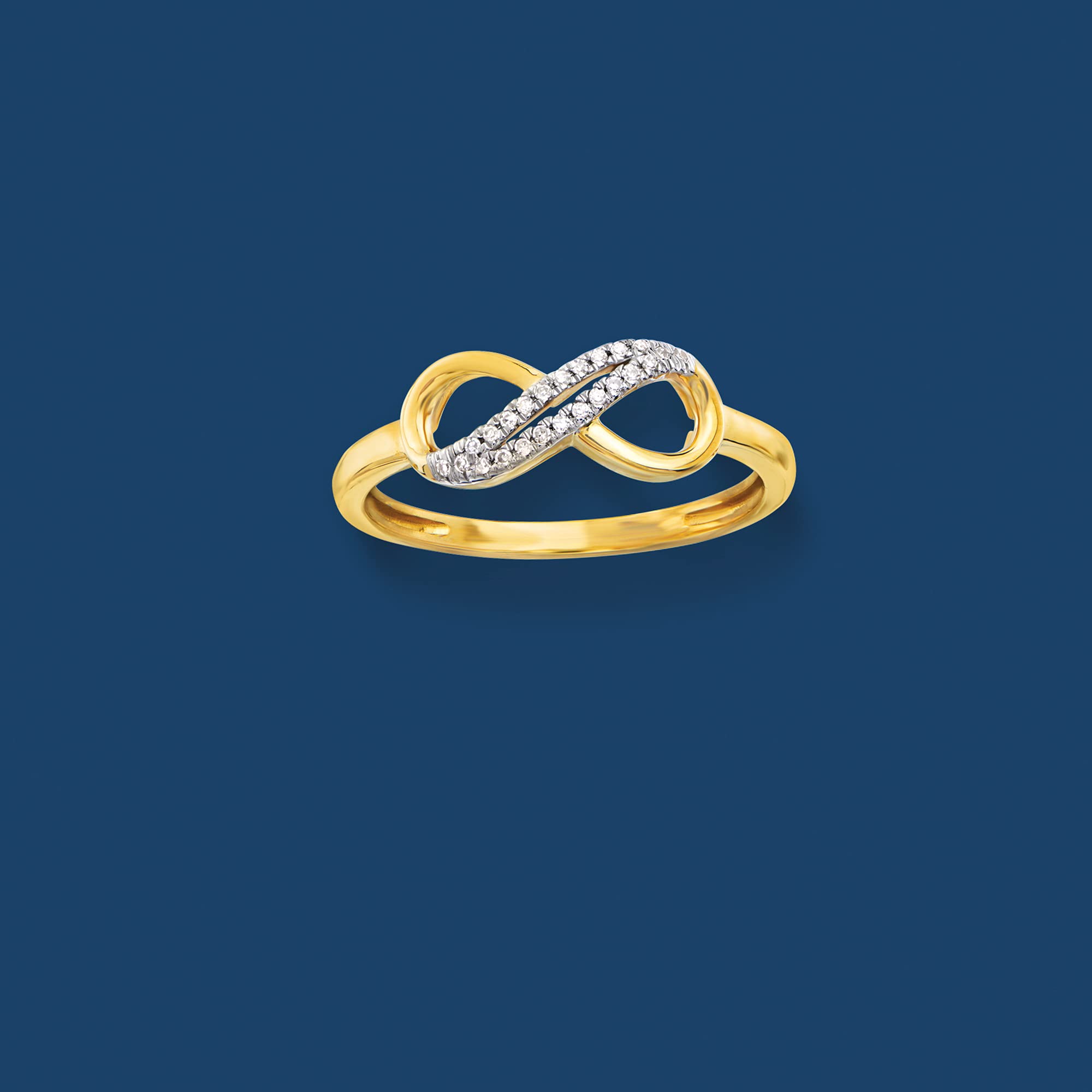 Ross-Simons 14kt Yellow Gold Infinity Symbol Ring With Diamond Accents. Size 7