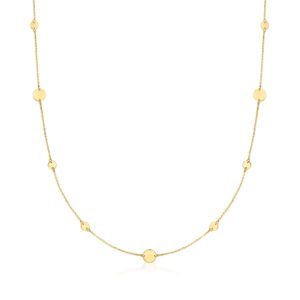 ross-simons italian 14kt yellow gold disc station necklace. 16 inches