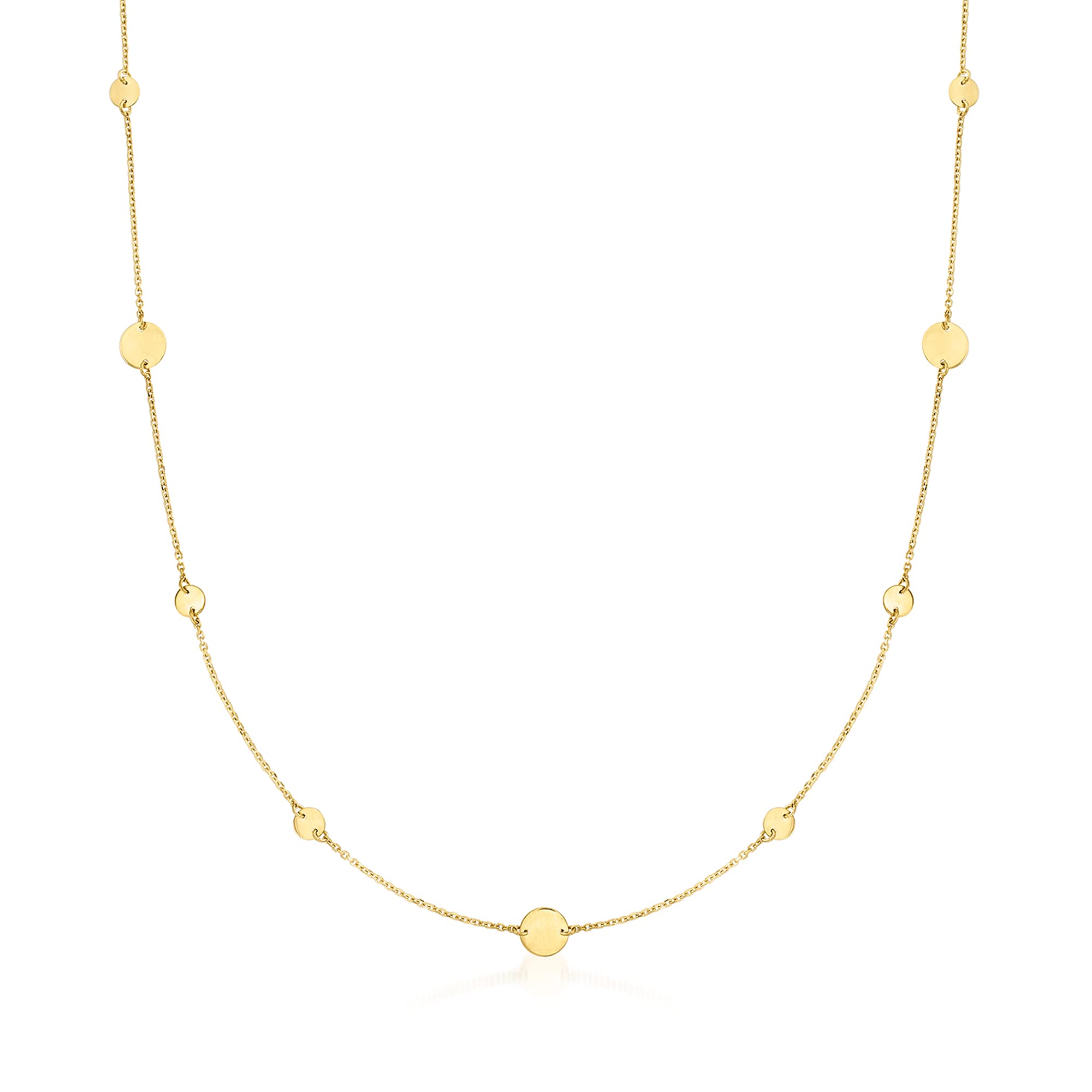 Ross-Simons Italian 14kt Yellow Gold Disc Station Necklace. 16 inches