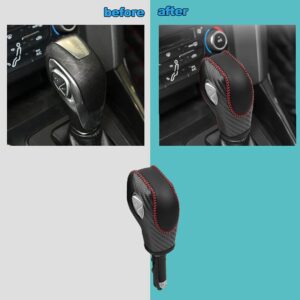 LDYFC Auto Car Leather Gear Shift Knob Cover for Ford EcoSport Escape / Fusion /C-Max Energi Wagon / Fiesta / Focus / Transit Accessories