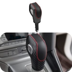 ldyfc auto car leather gear shift knob cover for ford ecosport escape / fusion /c-max energi wagon / fiesta / focus / transit accessories