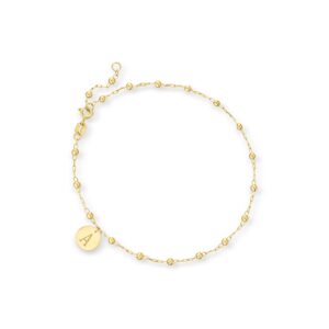 ross-simons plain - italian 14kt yellow gold disc charm bead station anklet. 9 inches