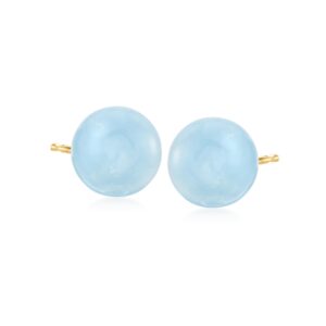 ross-simons 13.00 ct. t.w. milky aquamarine stud earrings in 14kt yellow gold