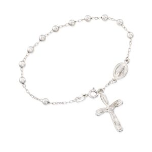 ross-simons sterling silver rosary-style bracelet. 7.5 inches