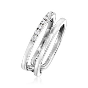 RS Pure by Ross-Simons 0.25 ct. t.w. Diamond Open-Space Double-Band Ring in Sterling Silver. Size 8