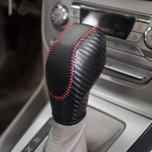 LDYFC Auto Car Leather Gear Shift Knob Cover for Ford EcoSport Escape / Fusion /C-Max Energi Wagon / Fiesta / Focus / Transit Accessories