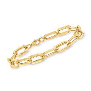 ross-simons italian 18kt yellow gold paper clip link bracelet. 8 inches