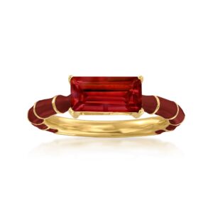 ross-simons 1.70 ct. t.w. garnet and red enamel ring in 18kt gold over sterling. size 7