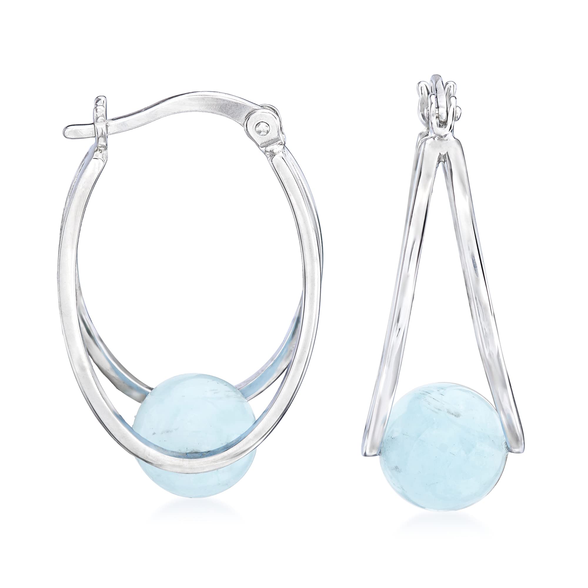 Ross-Simons Gemstone Double Hoop Earrings in Sterling Silver