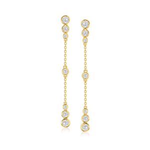 ross-simons 1.20 ct. t.w. cz drop earrings in 18kt gold over sterling