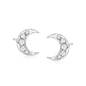 rs pure by ross-simons 0.12 ct. t.w. diamond moon stud earrings in sterling silver