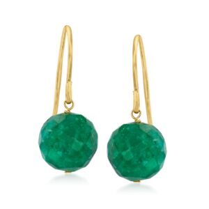 ross-simons 12.00 ct. t.w. emerald drop earrings in 14kt yellow gold