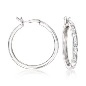 ross-simons 0.25 ct. t.w. diamond hoop earrings in sterling silver