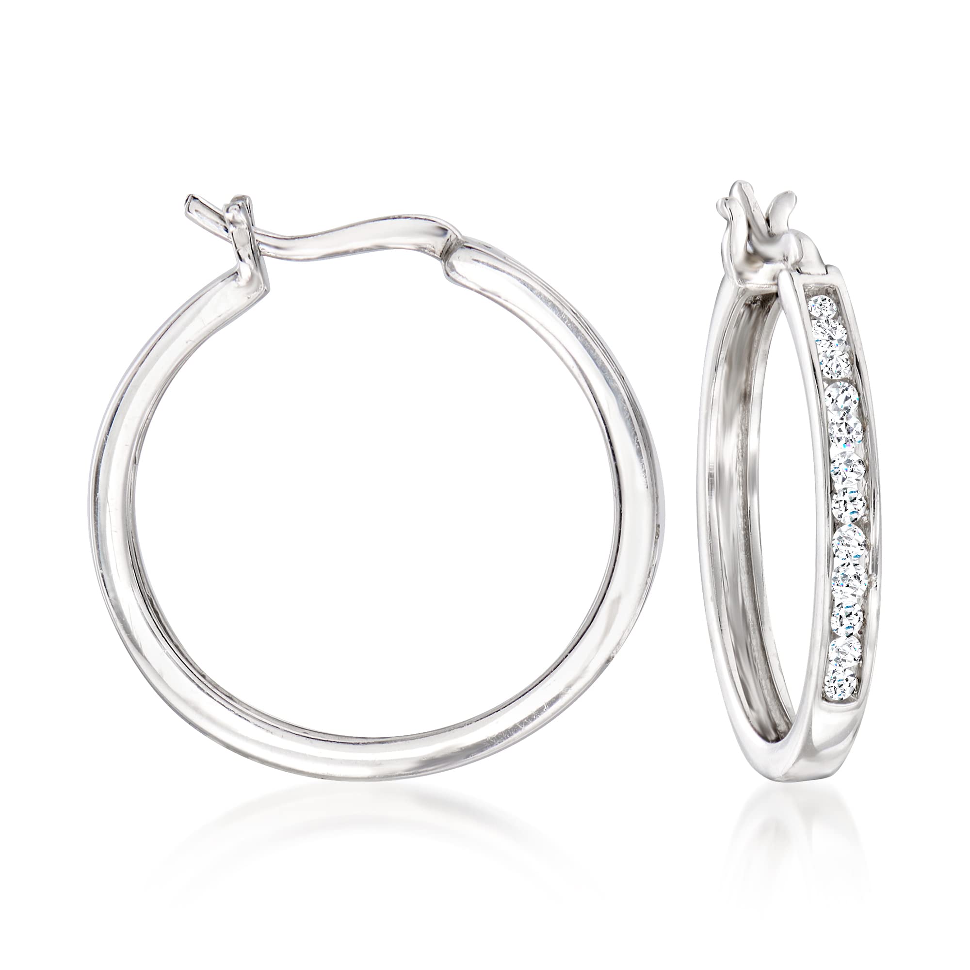 Ross-Simons 0.25 ct. t.w. Diamond Hoop Earrings in Sterling Silver