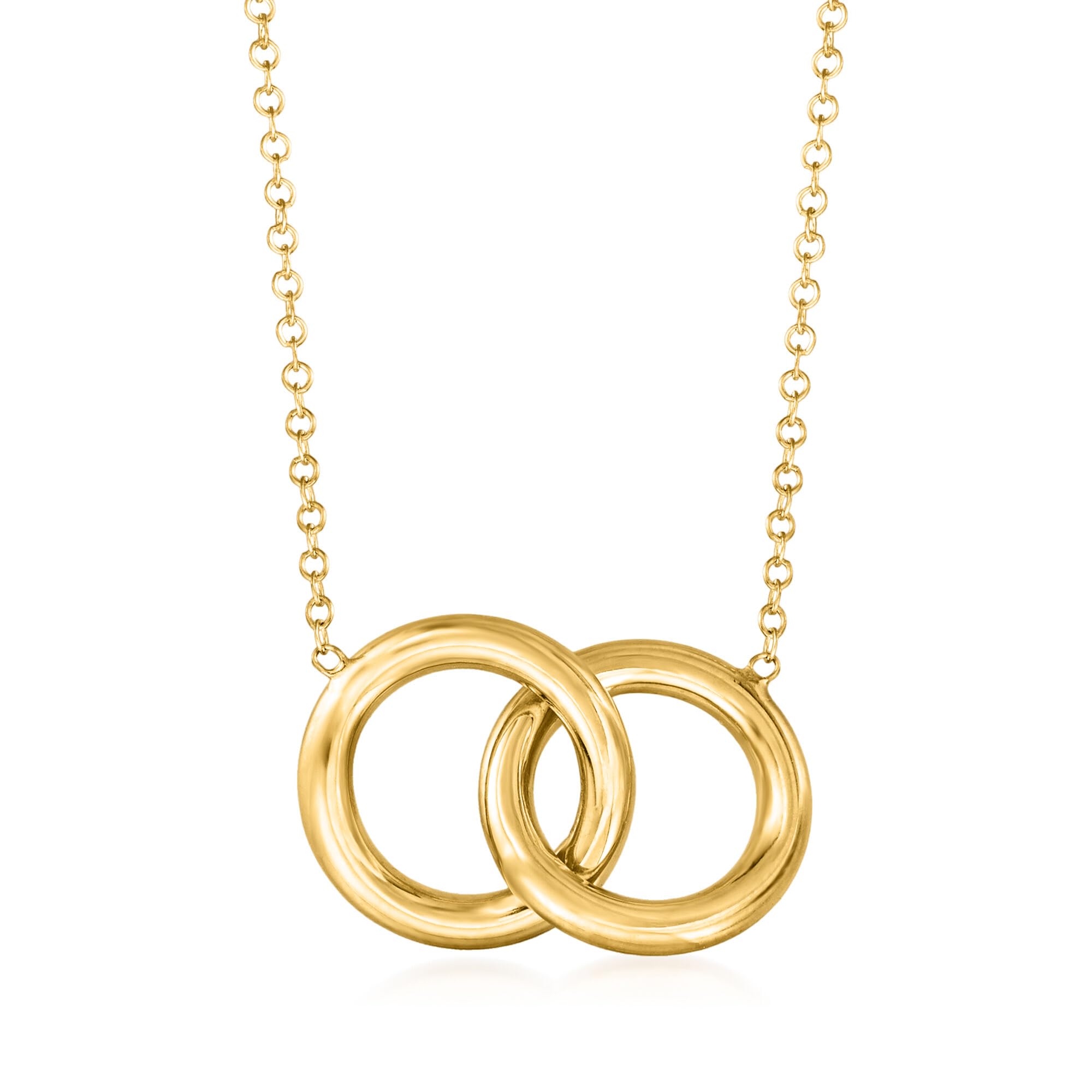 Ross-Simons Italian 14kt Yellow Gold Interlocking Circle Necklace. 16 inches