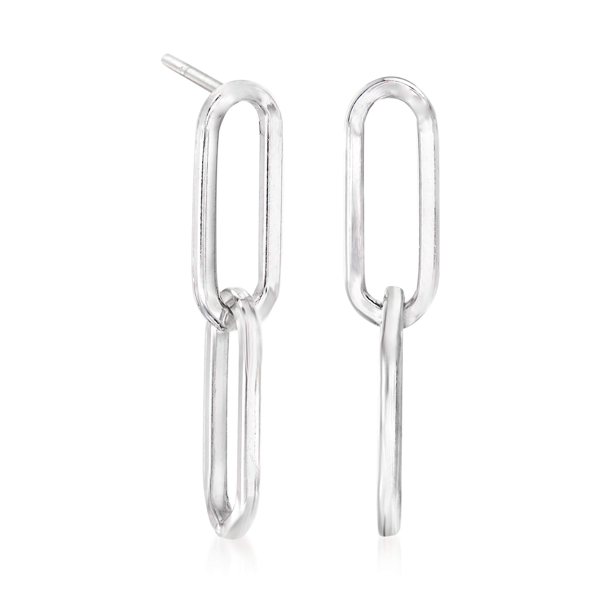 Ross-Simons Italian Sterling Silver 1 Inch Paper Clip Link Drop Earrings