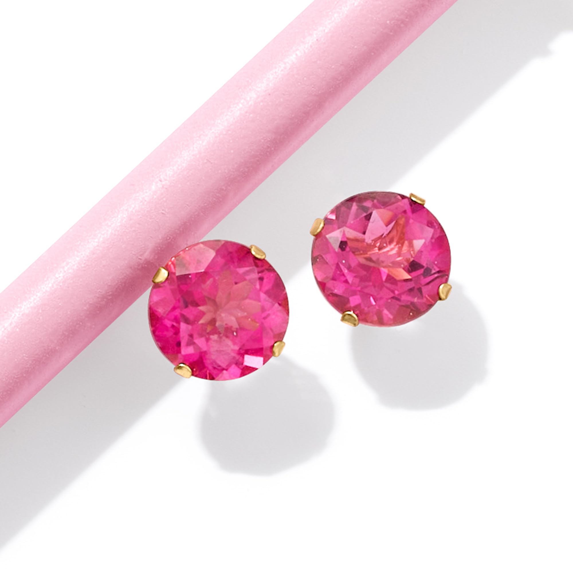 Ross-Simons 8.70 ct. t.w. Pink Topaz Stud Earrings in 14kt Yellow Gold